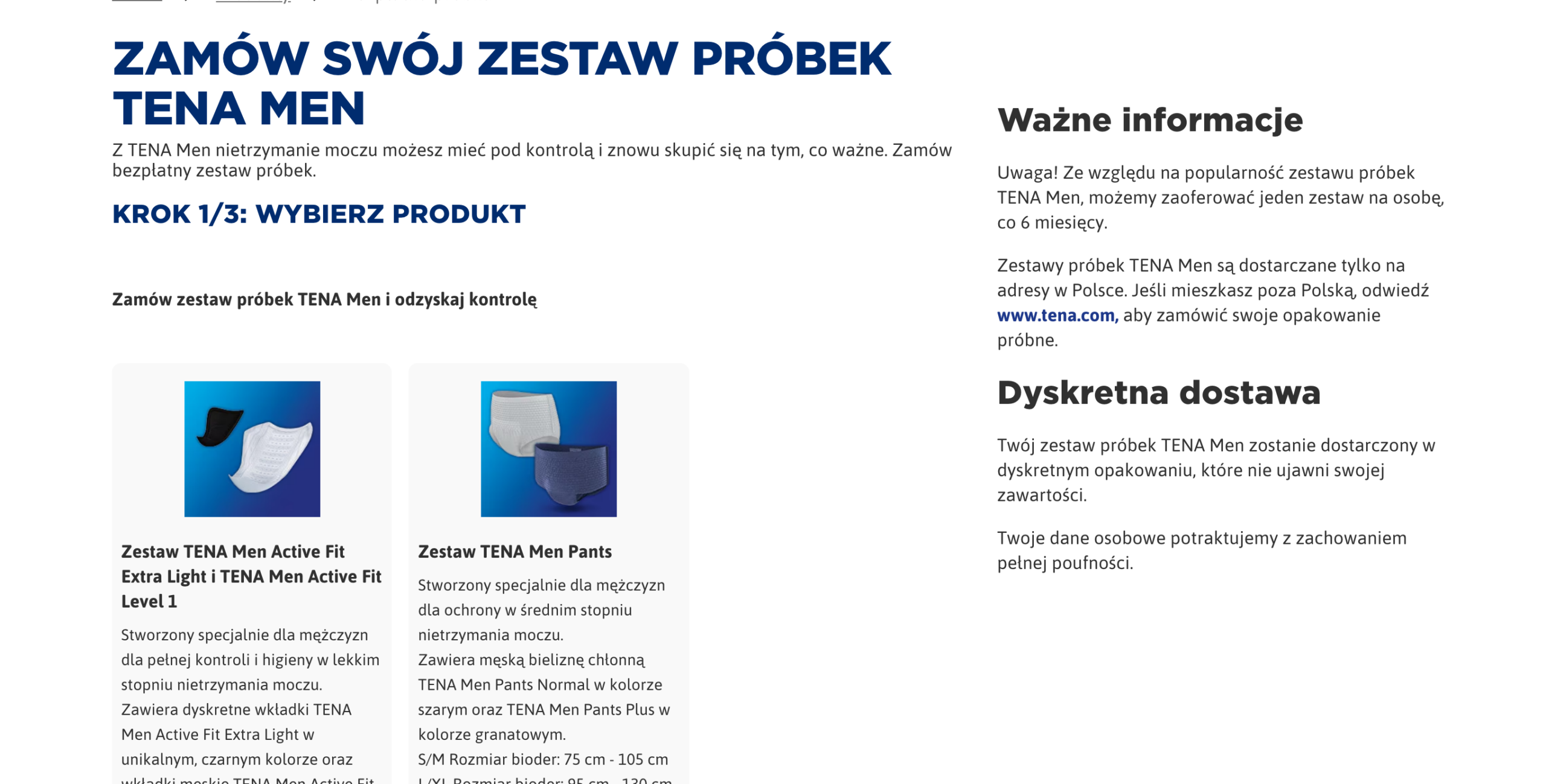 Darmowe próbki TENA Men – wkładki i bielizna chłonna dla mężczyzn ...